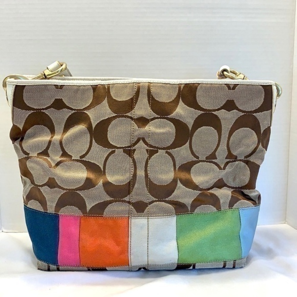 Coach Stripe Legacy Multi Colored Signature Bag - Gem
